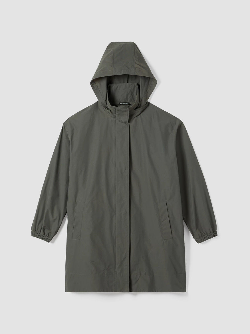 Light Cotton Nylon Stand Collar Long Coat – Eileen Fisher Renew